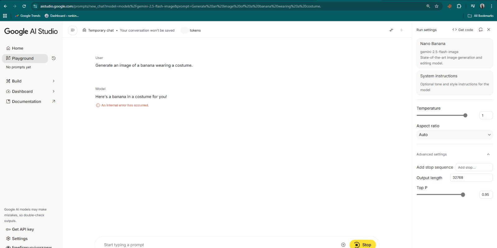 How to Fix “An Internal Error Has Occurred” in Google AI Studio?